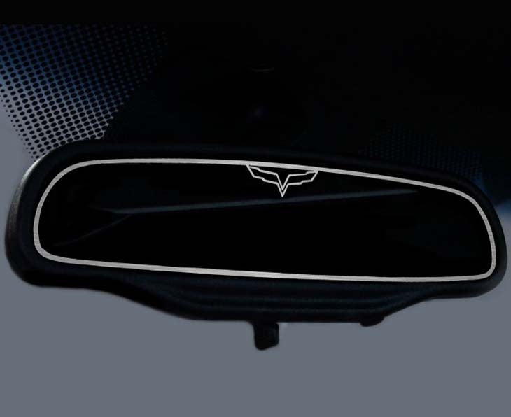 2005 2013 C6 Corvette Crossed Flag Style Rear View Mirror Trim Bru GM Company Store