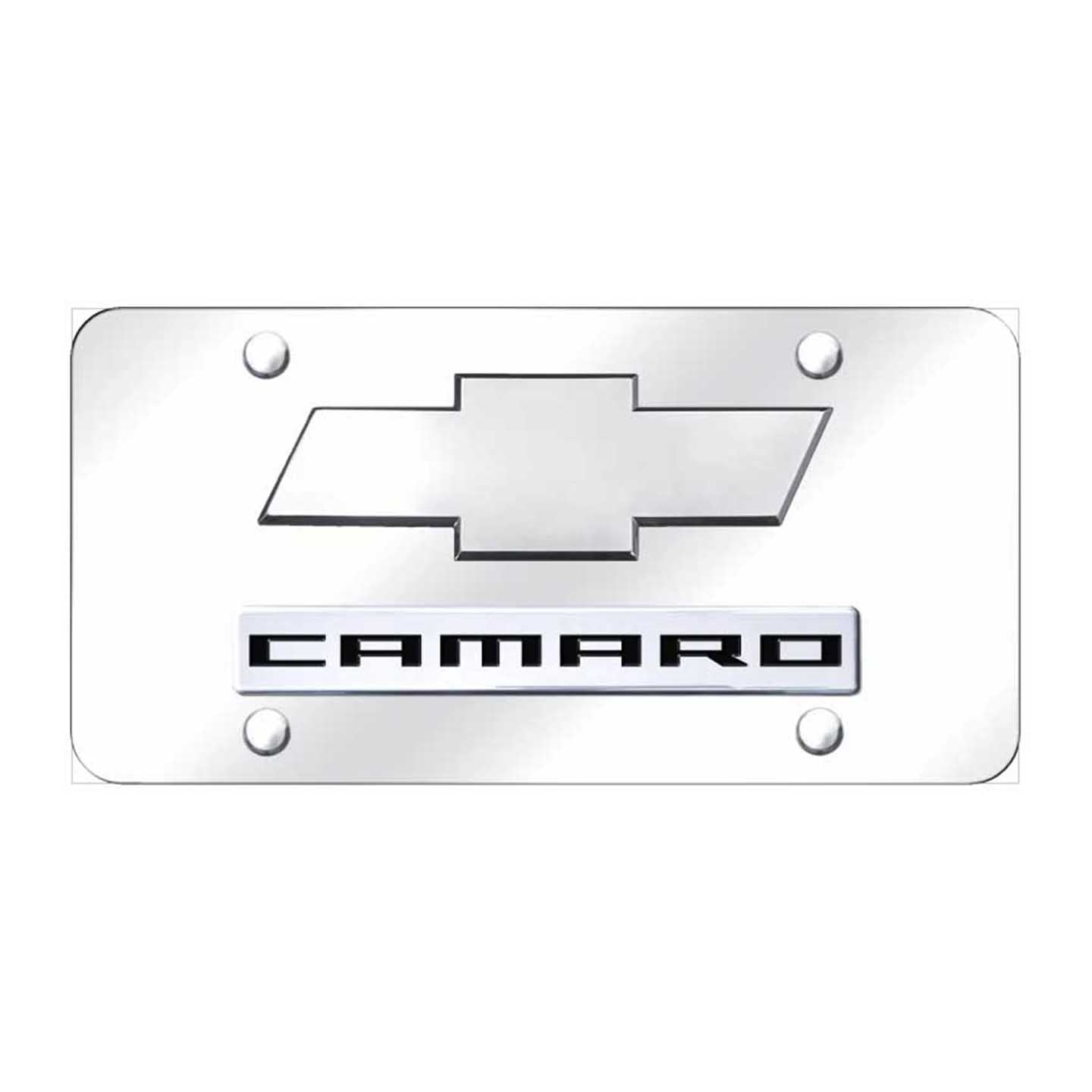 Dual Camaro (New) License Plate - Chrome on Mirrored – GM Company Store